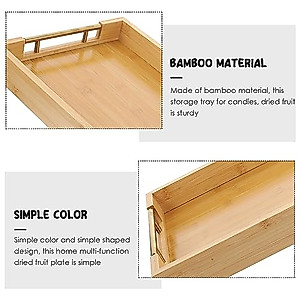 Kichvoe Bamboo Serving Tray Kitchen Food Tray with Handles Serving Platters Tray for Dinners Party Tea Bar Table Breakfast Snack 38 * 26.5 * 5cm