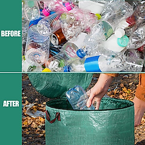 Kingdder 4 Pack 132 Gallon Reusable Yard Waste Bags with Lid, Extra Large Lawn Leaf Bags with 2 Handles & Zipper, Heavy Duty Collapsible Garden Yard Leaf Containers for Outdoor Debris Leaves