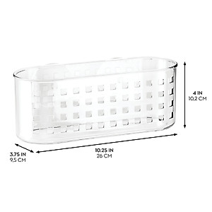 iDesign Plastic Shower Caddy and Bathroom Organizer Basket with Suction Cups – 10.25" x 3.75" x 4", Clear