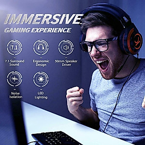 EZ.winpow PC Gaming Headset, Video Game Stereo Headphone with 7.1 Surround Sound with Noise Canceling Mic & Memory Foam Ear Pads for PC/PS5/PS4/Xbox One/Nintendo Switch Red