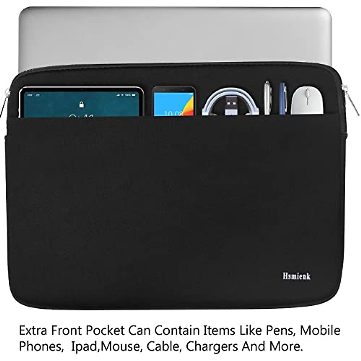 Laptop Case, Laptop Sleeve, 15.6 inch Laptop Bag Shockproof Protective Notebook Case with Accessory Pocket, Briefcase Carrying Laptop Cover for 15.6" HP, ASUS, Dell, Lenovo, Acer,Black