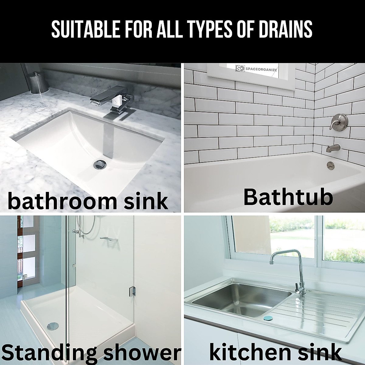 30 Pack, Disposable Shower Drain Hair Catcher Mesh Stickers, Disposable Hair Catchers for Shower Drain, Bathroom, Bathtub - SPACEORGANIZE