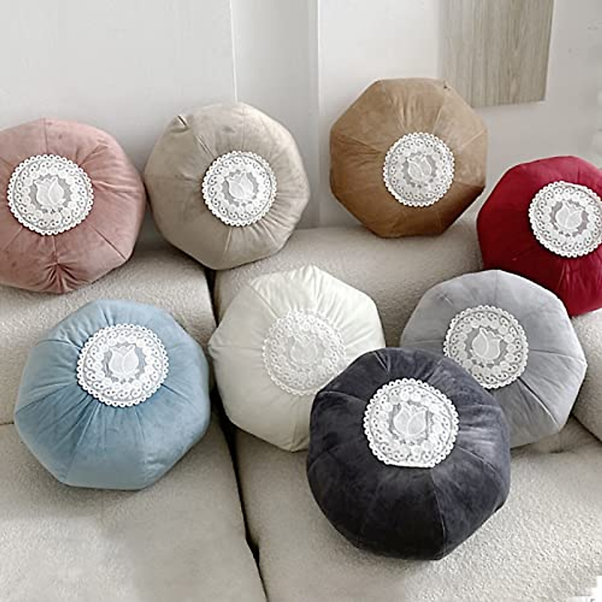 TUNKENCE Chair Mat Seat Cushions for Patio Chairs Lace Decorative Pillow with Core for Home Bedroom Backrest Living Room Sofa Cushion Office Cushion for Dining Room, Office or Desk Chairs, 15x15Inch