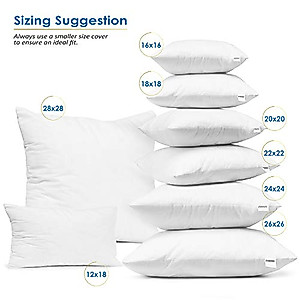 nestl Plain Throw Pillows 20"x20" Inches Decorative Pillow Insert Square Throw Pillow Inserts 4 Pack Premium Down Alternative Polyester Pillow Cushion Sham Stuffer for Couch Sofa Bed - Set of 4