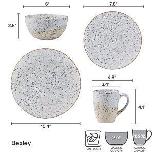Pfaltzgraff Bexley Speckled 16 Piece Dinnerware Set, Service for 4, Multicolor