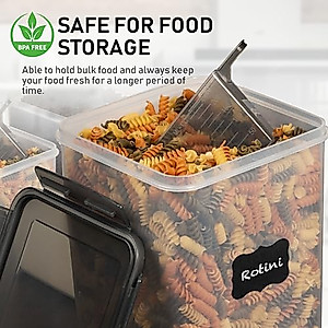 WHITE FEATHER SUPPLIES 4 PC [5.2L / 175 Oz] Large Airtight Food Storage Containers with Lids - Leakproof BPA Free Plastic Kitchen & Pantry Organization for Sugar, Flour & Rice + 4 Measuring Cups