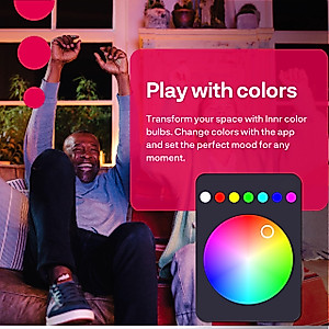 innr Color Smart Bulb A19, Works with Philips Hue, Alexa, Hey Google, SmartThings (Hub Required), Zigbee, Lights, Dimmable RGBW LED Light Bulbs A19 with E26 Base, 60W Equivalent, 2-Pack, AE 280 C-2