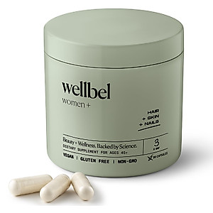 WELLBEL Women + Clean Supplement for Hair, Skin, and Nails, Vegan, Gluten Free, Non GMO 90 Count