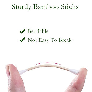 Bamboo Cotton Swabs 400 Count - Vegan Cotton Buds - Natural Wooden Ear Sticks With Double Tipped - Organic Cotton Swabs For Ear Wax Removal