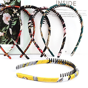 AMCAMI 6 Pieces Headbands for Women Non Slip Comb Headbands with Teeth Hair Bands Hoop Resin Thin Headbands for Women Makeup Headband for Washing Face Hair Accessories for Girls