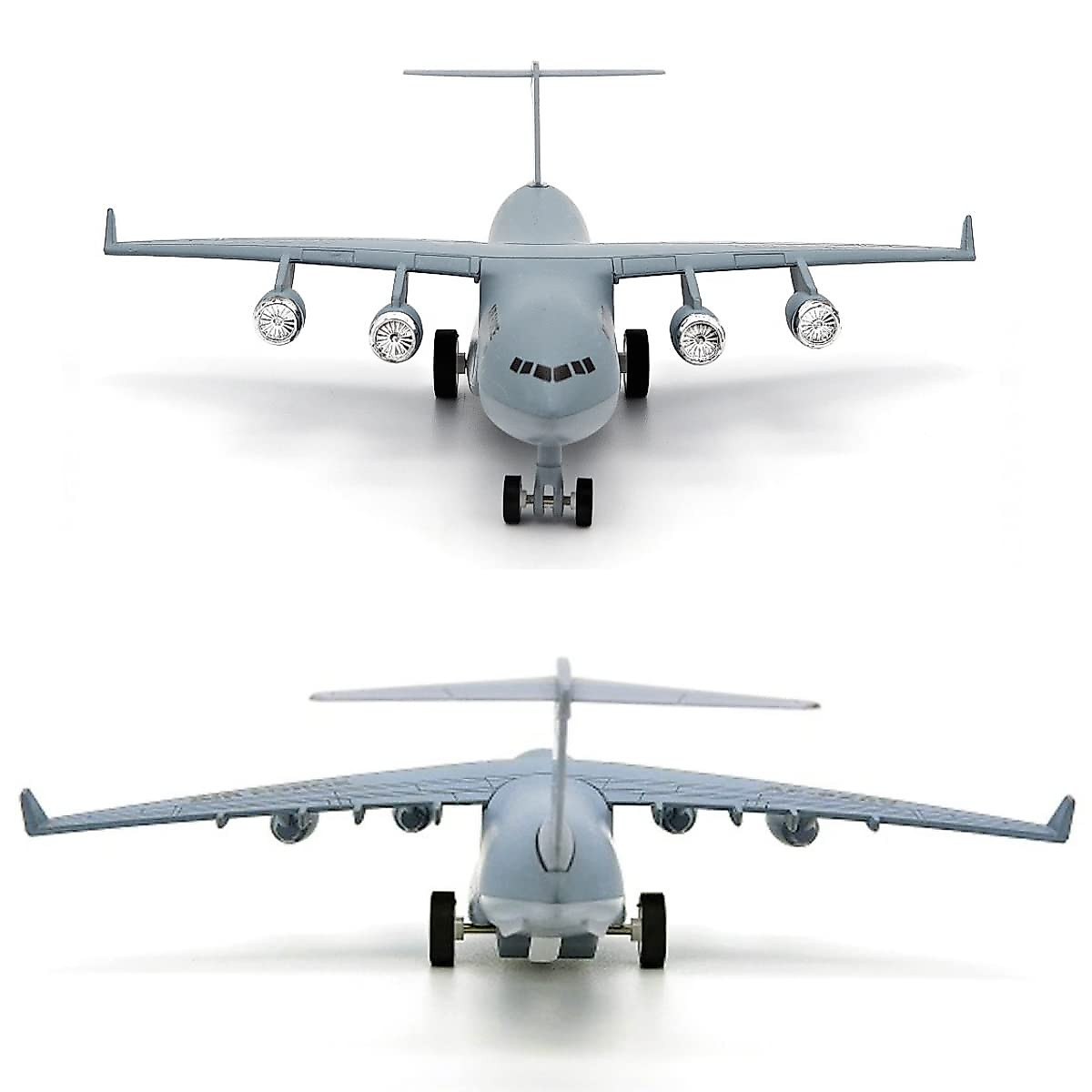 Diecast Metal Military Cargo Transport Airplane - 1:400 Scale Alloy Model Carrier Aircraft with Pullback Action, Lights and Sound