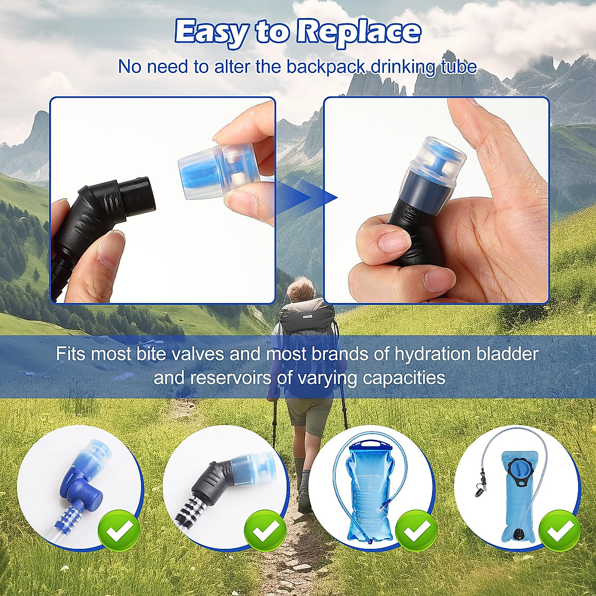 Enhon 4 Packs Bite Valve Replacement Sheath for Water Bladder, Compatible with Osprey Packs Hydraulics Reservoirs, Hydration Pack Bite Valve Silicone Nozzle Mouthpiece Replacement