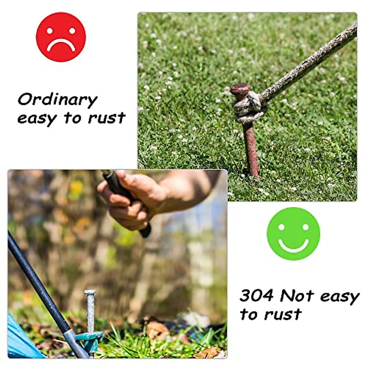 10 Sets Patio Rug Stakes 6 Inches Outdoor Rug Stakes Stainless Steel RV Mat Stakes Rug Spikes Patio Ground Stakes for Garden Camp Rug Outside Mat Carpet Tent