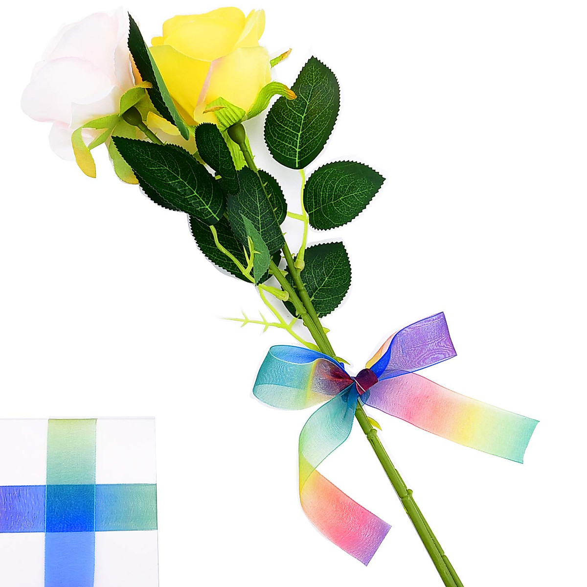 Livder Organza Ribbons Chiffon Ribbon, 60 Yard 1 Inch Width Shimmer Band for Gift Package Wrapping, Hair, Wedding, Party Decoration, Rainbow