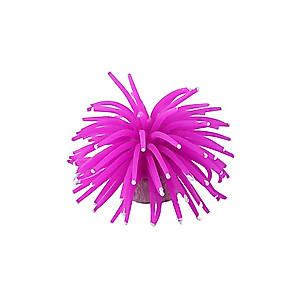 Artificial Sea Anemone Ornaments Silicone Aquarium Fish Tank Decorations Artificial Coral Plant Underwater Decor(Purple)