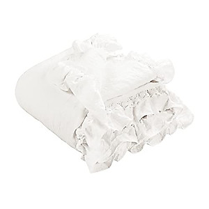 Lush Decor Ella Shabby Chic Ruffle Lace Blanket, 60" x 50", White