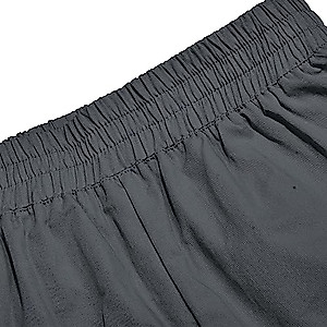 Pants Suits for Women Business Casual Women's Solid Color Elastic Waistband Zipper Pocket Wide Leg Casual (Grey, XL)