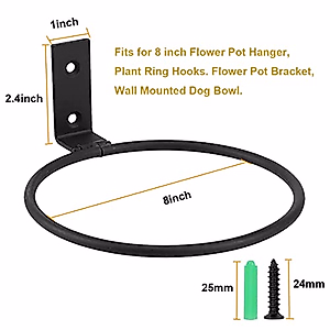 AYSUM 8 Inch Flower Pot Holder Ring 6 Pack Wall Mounted Plant Holder Ring Metal Black Hanging Basket Bracket for Home Garden Indoor Outdoor Plants Planters