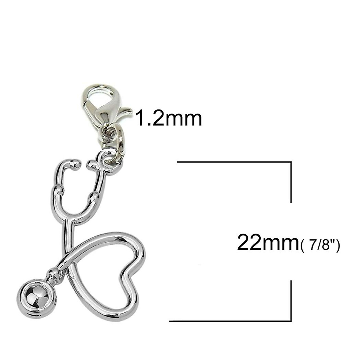 Sexy Sparkles Nurse Thermometer and Stethoscope Charm Clip on for Bracelet Charm Pendant for European Charm Jewelry with Lobster Clasp (Choose From Menu) (Stethoscope Clip On)