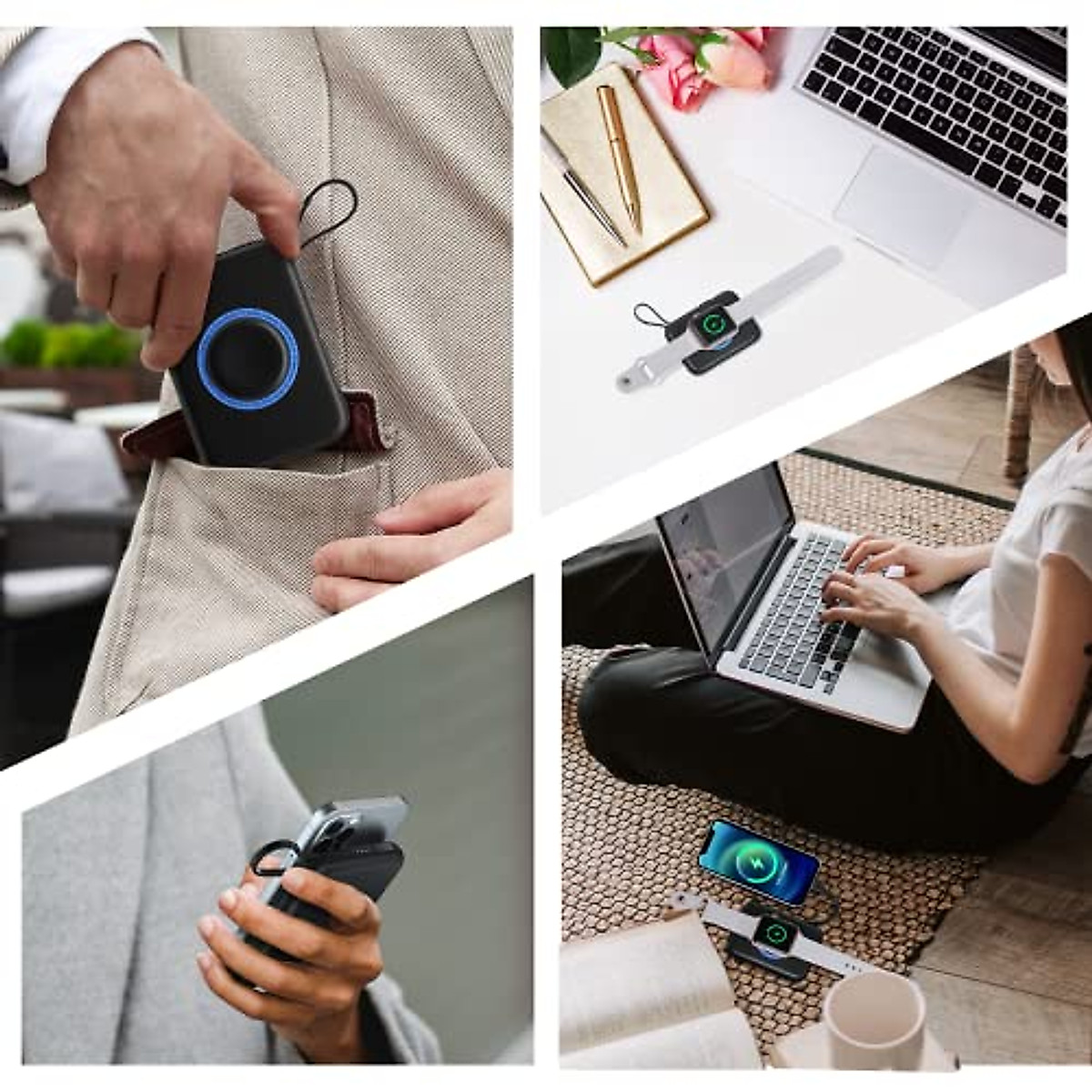 Portable Wireless Charger for Apple Watch, 5000mAh Magnetic iWatch Charger Power Bank with Built in Cable, Travel Battery Pack for Apple Watch Series 8/Ultra/7/6/5/4/3/2/SE/Nike& iPhone 14/13/12/11