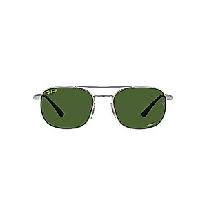 Ray-Ban RB3670CH Chromance Square Sunglasses, Silver/Polarized Dark Green, 54 mm