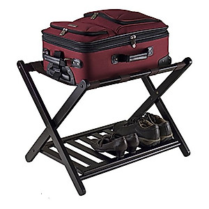 Contemporary Home Living 26.5" Espresso Unique Reese Luggage Rack with Shelf