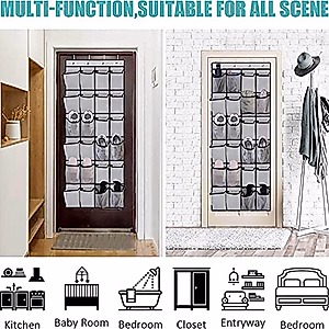 TOPUUTP Over The Door Shoes Organizers With 24 Mesh Large Pockets Hanger Storage Organizer Bag For Bedroom Clear Fabric Shoes Behind Door Shoes Hang Holder Rack for Closet Entryway (white)