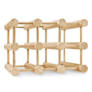 Heincorp Countertop Wine Rack Stackable Wine Storage - Free Standing Table Top, Cabinet or Counter Top Wine Holder - Natural Pine Wooden Wine Rack Holds 9 Bottles