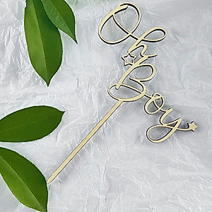 CC TOWN Oh Boy Cake Topper -Wooden Oh Boy Cake topper, Baby Shower, Gender Reveal, It's a Boy Party Cake Decorations Supplies