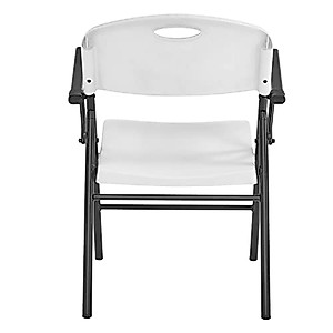 Living and More Plastic Folding Chair with Armrest, Light Weight Folding Chair, 350 Pound Capacity, White, 4pc Pack