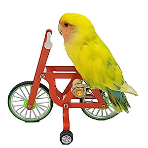 Bird Intelligence Training Toy，Parrot Puzzle Bicycle Toy for Small Medium Bird，Parrot Educational Table Top Trick Prop Toy，Bird Foot Talon Toy for African Grey Cockatoo Eclectus Conures，Yellow (Large)