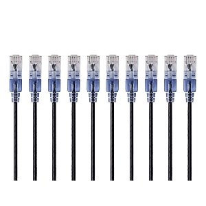 Monoprice Cat6A Ethernet Patch Cable - Snagless RJ45, 550Mhz, 10G, UTP, Pure Bare Copper Wire, 30AWG, 10-Pack, 7 Feet, Black - SlimRun Series