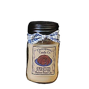 Thompson's Candle Co. 12 OZ Mason Jar Candles - Blueberry Pound Cake