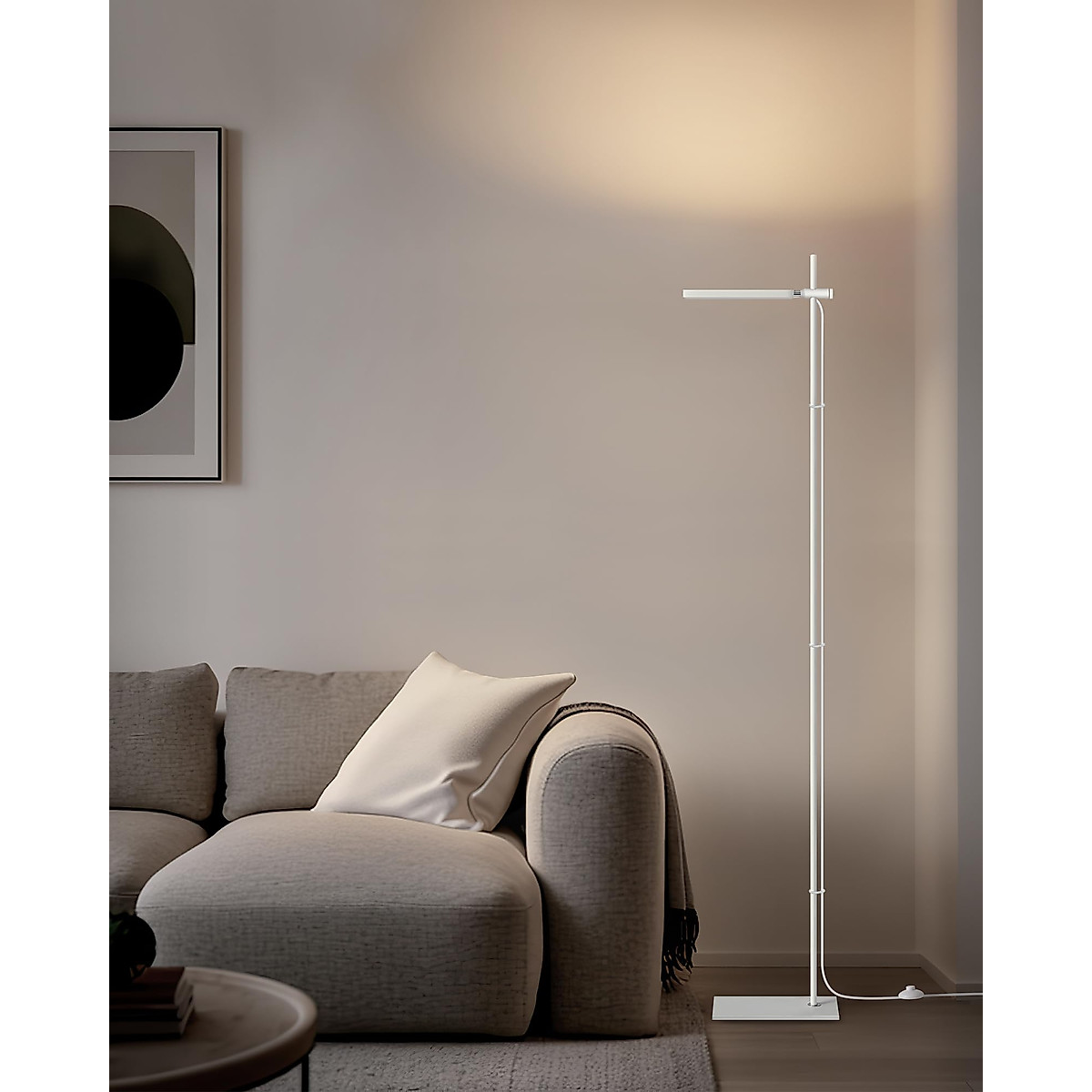 VISDANFO Modern Floor Lamp, 360 Degree Rotation Sky LED Floor lamp Office Lighting, Bright LED Standing Pole Light, Tall Lamps for Living Room,Bedroom,Reading,Study Room (White)