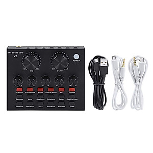 V8-Live Sound Card, USB External V8 Karaoke Recording Mobile Audio Mixer, Audio Live Broadcast KTV Sound Card for Live Broadcast, K Songs, Recording, Voice Chatting