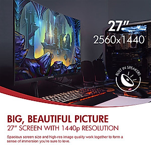 VIOTEK GN27D 27 Inch 1440p 144hz Curved Computer Gaming Monitor Samsung VA Panel Freesync FPS RTS Optimized