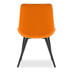 ROVOZAR Dining Chair, Bright Orange Velvet,Modern Dining Chair Furniture Without Armrest(Set of 2 Chairs)