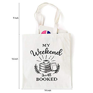 Ihopes My Weekend Is All Booked Reusable Tote Bag | Library Canvas Tote Bag Bag Gift for Men Women Friends