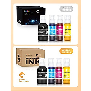 Hiipoo Sublimation Ink for EcoTank Supertank Inkjet Printer ET-2400 ET-2720 ET-2760 ET-2800 ET-2803 ET-2830 ET-4800 ET-3760 ET-2850 ET-7720 ET-15000 /Upgrade Version/Offer Free ICC Printing