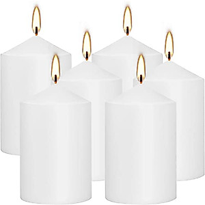 White Pillar Candles - 6 Pack | 3x6” Pillar Candles for Lantern Home Décor, Kitchen Decoration, Fireplace, Wedding Aesthetic, Centerpiece | Non Scented Decorative Pillar Candles