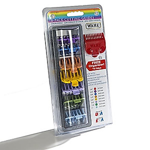 Wahl Professional 8 Color Coded Cutting Guides with Organizer #3170-400 - Great for Professional Stylists and Barbers - Cutting Lengths from 1/8" to 1"