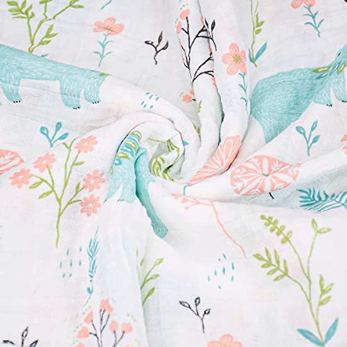 Kingrol 4 Pack Baby Muslin Swaddle Blankets, Soft Unisex Swaddle Wrap for Boys and Girls, Large Neutral Receiving Blanket for Newborn Infant, Bear/Fox/Elk/Elephant