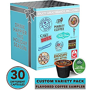Crazy Cups Flavored Coffee Pods Variety Pack With Unique Flavors And No Duplicates, Fits All Keurig K Cups Coffee Makers -Great Coffee Gift, Flavored Coffee, , 30 Count
