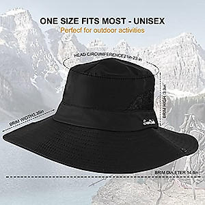 Tutuko Womens Wide Brim Sun Hats Foldable UV Protection Beach Bucket Hats Ponytail Mesh Fishing Hat (Pure Grey)