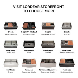 32 Inch Undermount Kitchen Sink - Lordear 32x19 Inch Stainless Steel Kitchen Sinks Workstation 16 Gauge Single Bowl Undermount Kitchen Sinks with Cutting Board