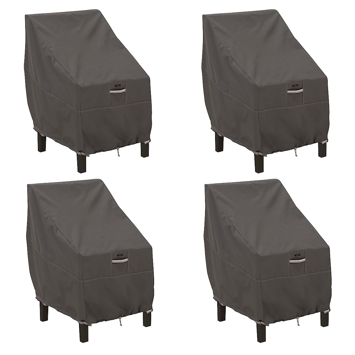 Classic Accessories Ravenna Water-Resistant 25.5 Inch High Back Patio Chair Cover, 4 Pack, Outdoor Chair Covers