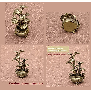 LOTONJT Brass Statue Miniature Ganoderma Mushroom Bonsai Sculpture Fairy Herb Feng Shui Money Tree Garden Yart Art Retro Metal Statue Indoor Decor Tearoom Metaphysical Talisman Wealth Prosperity