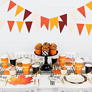 XIANMU 40 Feet 104 Pcs Red Orange Yellow Ivory Banner Fall Party Decorations Paper Pennant Triangle Flag Bunting Garlands for Autumn Thanksgiving Wedding Birthday Graduation Party Supplies