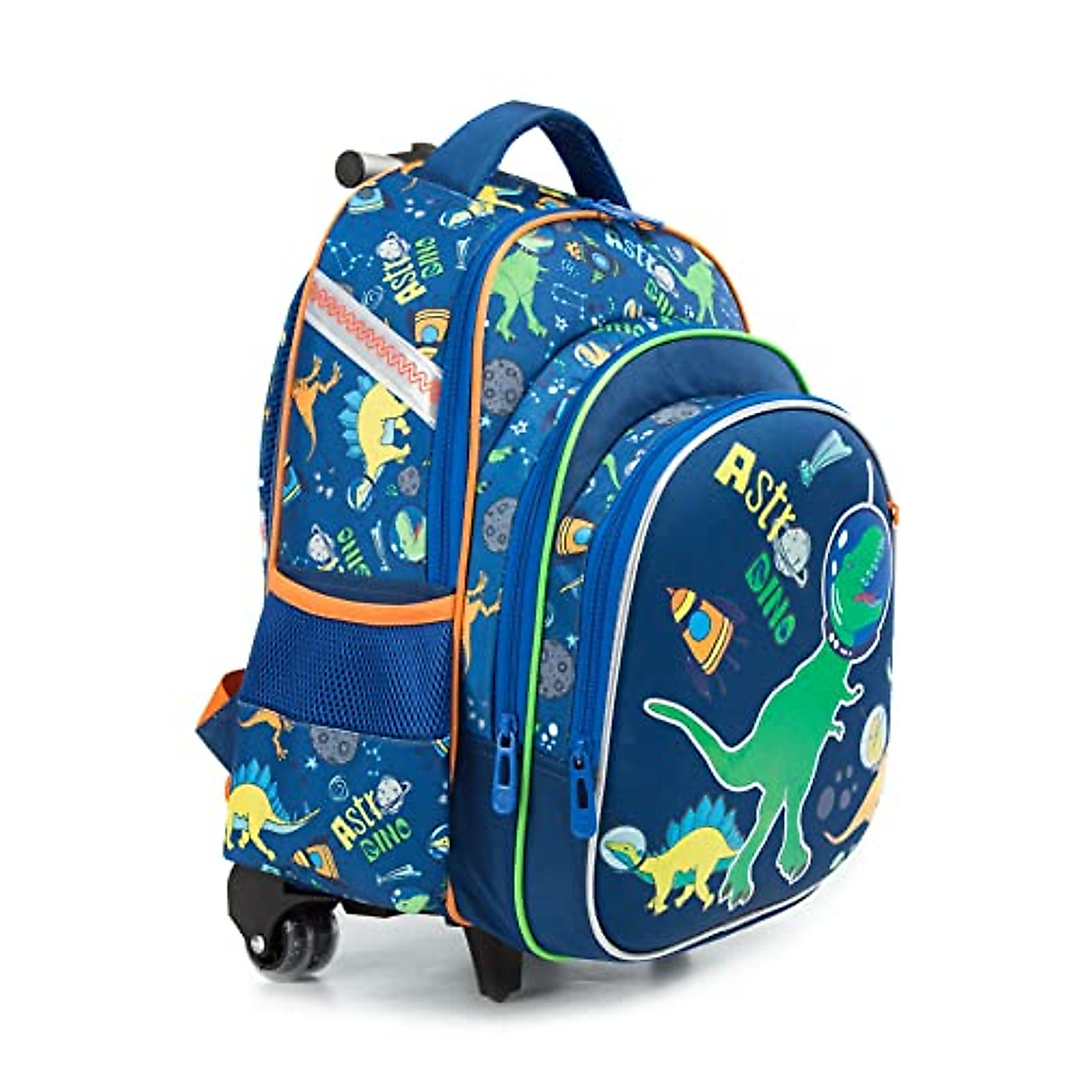 Meetbelify Boys Dinosaur Rolling Backpack Kids Backpacks with Wheels for School Bags Luggage