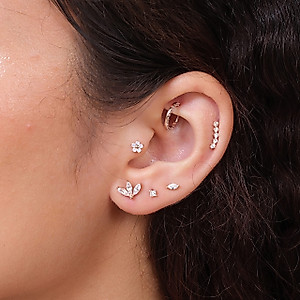 1/5 Carat Diamond Constellation Ear Crawler 14K Solid Gold Cartilage Stud Earring Helix Conch Diamond Ear Piercings Internally Threaded Flat Back (Carat 0.20ct, G-H, Clarity SI1-SI2) - Sold Separately